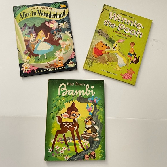 Toys | 3 Vintage Walt Disneys Books Bambi Alice In Wonderland Winnie ...